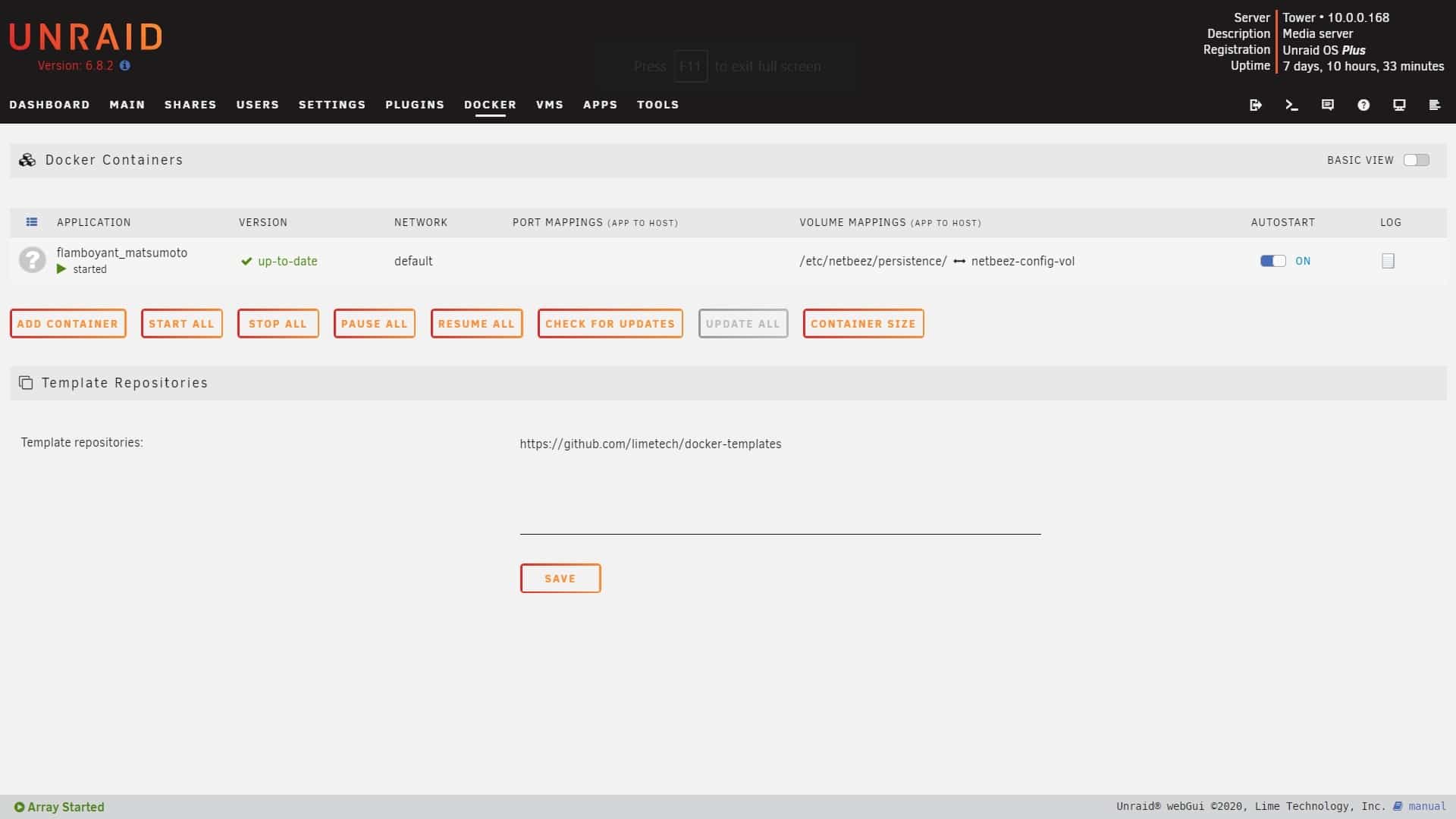 How to Utilize NetBeez on an UNRaid Server
